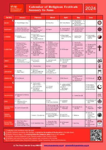 SHAP Diversity Calendar Jan-Jun 2024 | Ethical Standards Commissioner