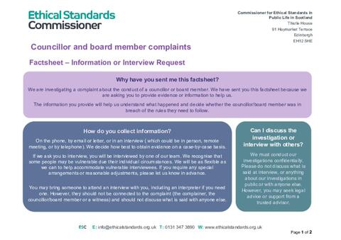 Factsheet - Councillor/Board Member Information or Interview Request ...