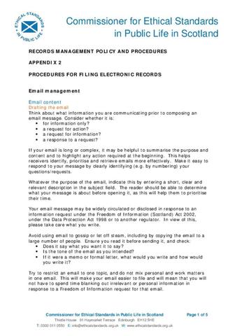 Records Management Policy and Procedures Appendix 2 | Ethical Standards ...
