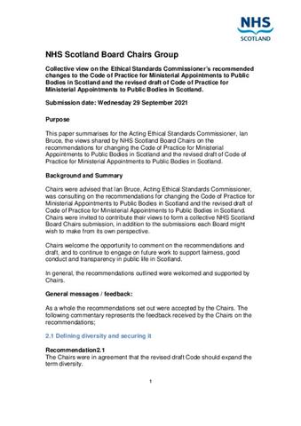 NHS Board Chairs Group Code Consultation Response | Ethical Standards ...
